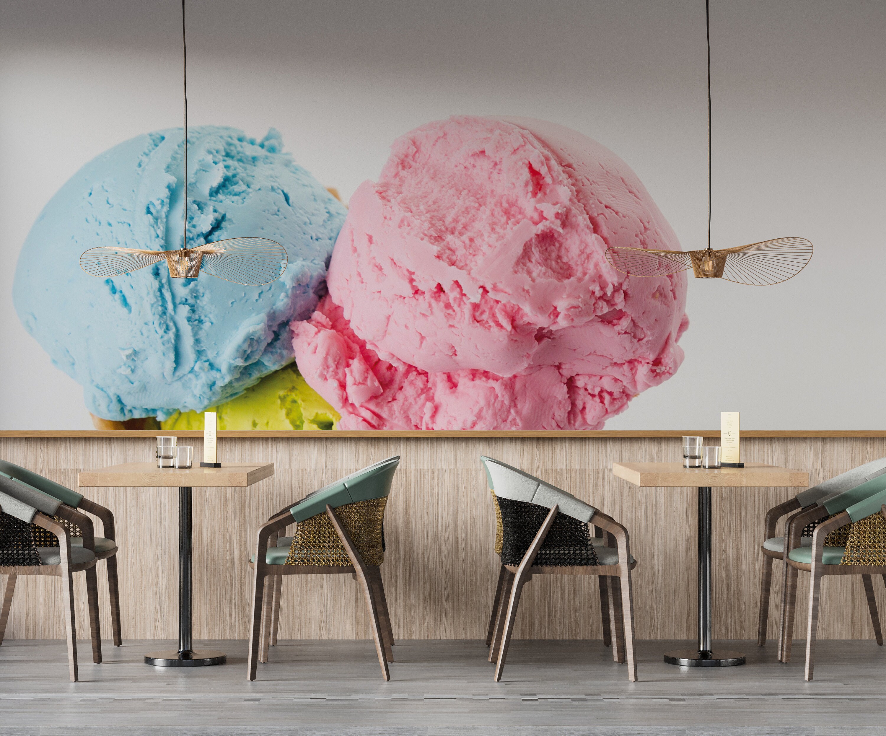 Ice Cream Wall Mural/ 3D Ice Cream Wallpaper/ Ice Cream Wall Art/ Café ...