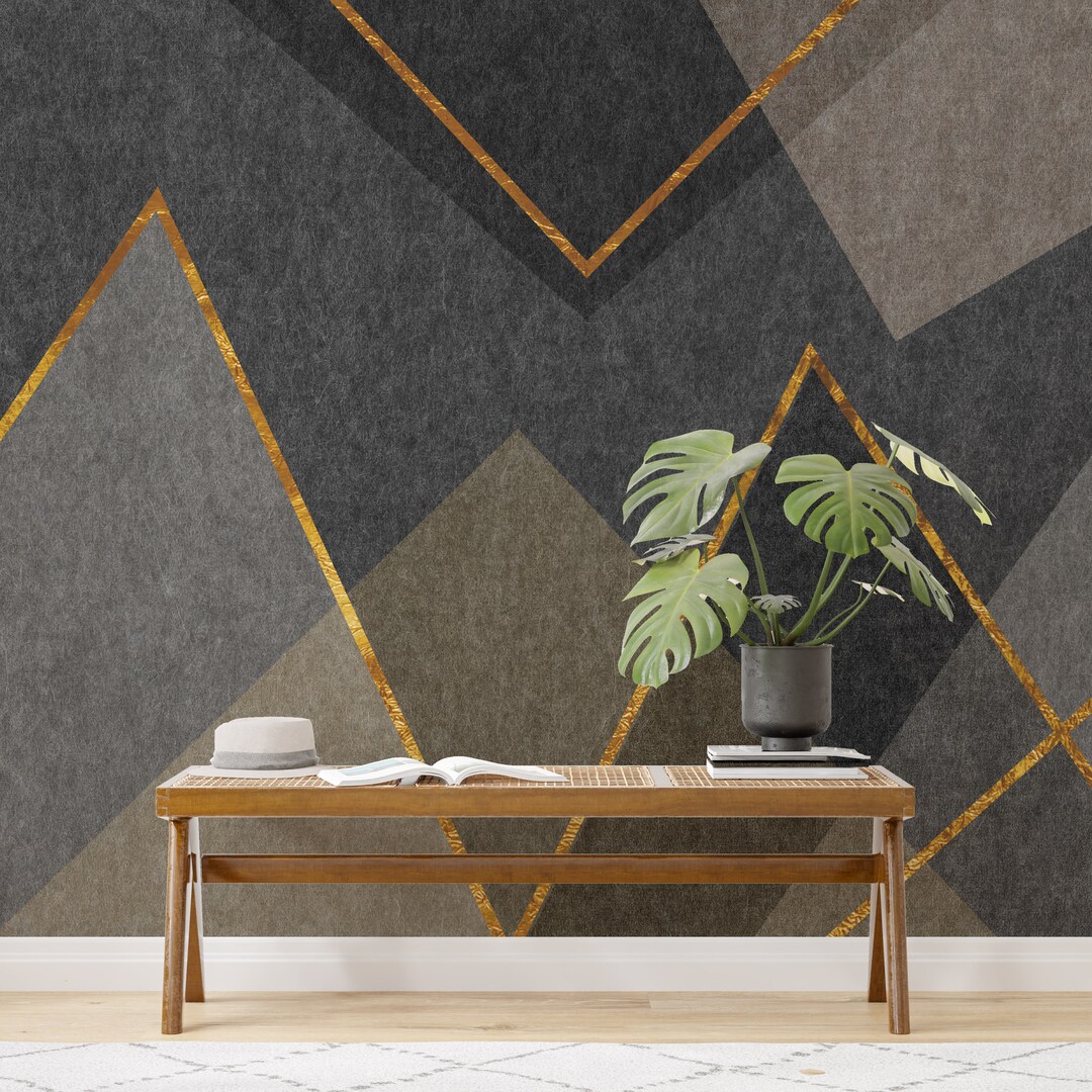 Abstract Mural/ Geometric Wall Mural/ Removable Wallpaper/ Modern Wall ...