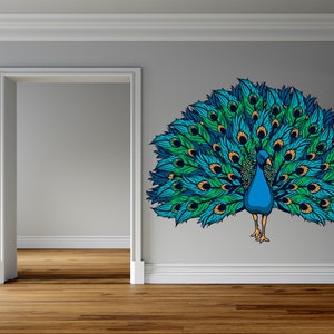 Peacock Wall Decal / Peacock Wall Sticker/ Bird Wall Decor/ | Etsy