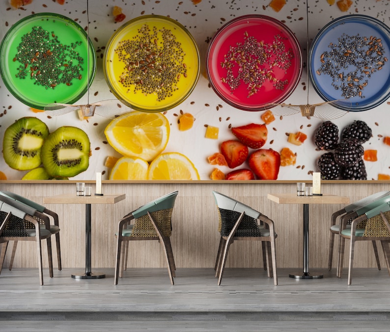 Fruit Drink Wall Mural/ Bar Wall Sticker/ Wall Mural Fruit Cocktail ...