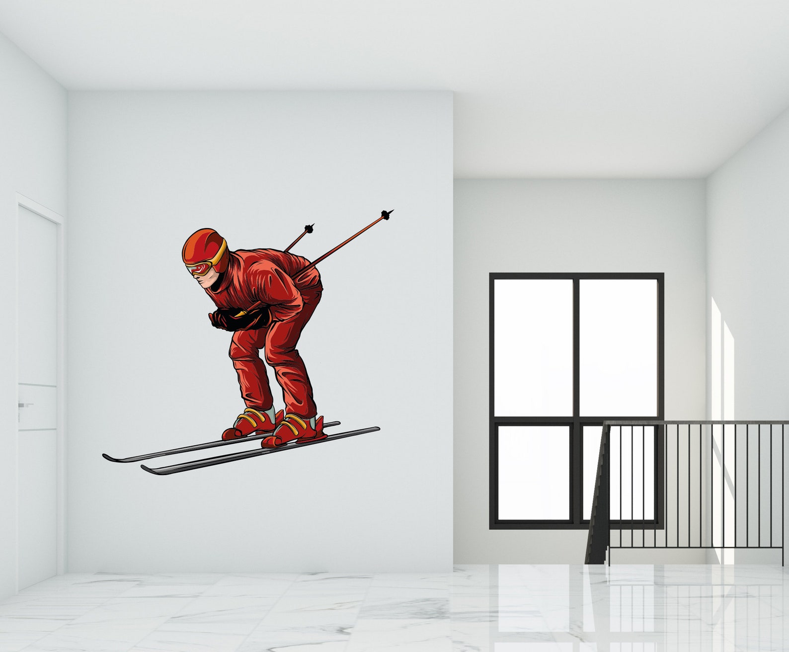 Ski Wall Decal/ Skier Wall Decal/ Ski Jump Decal/ Winter Sports Decal ...