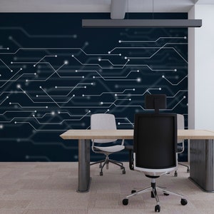 Circuit Board Office Wall Decal/ Gamer Room Decal/ Business Wall Mural ...