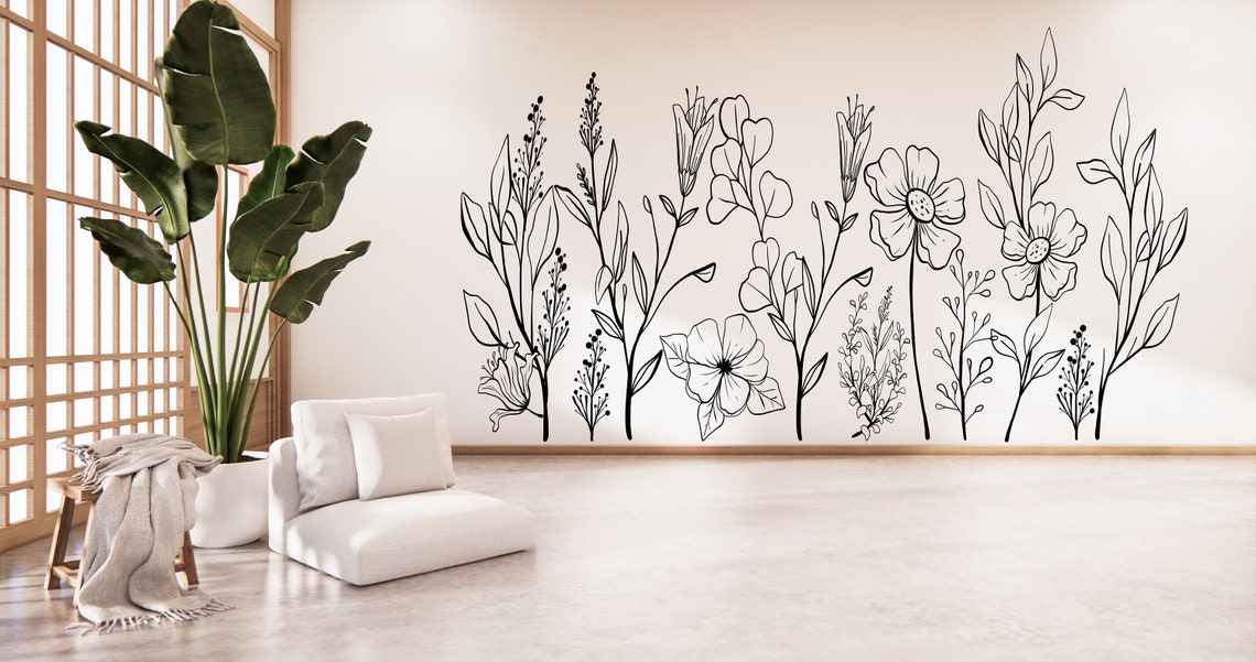 Flowers Wall Decal/ Flowers Wall Decal/ Flower Decals Wall Decor ...