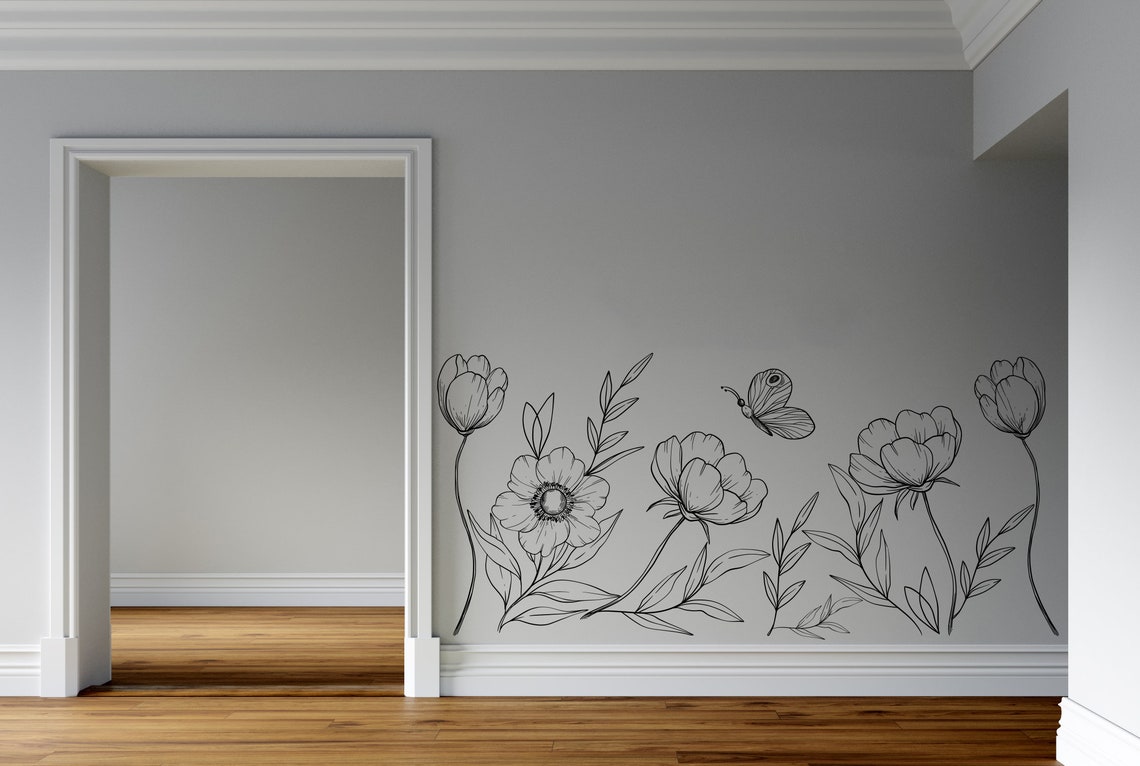 Flowers Wall Decal/ Flowers Wall Decal/ Flower Decals Wall - Etsy