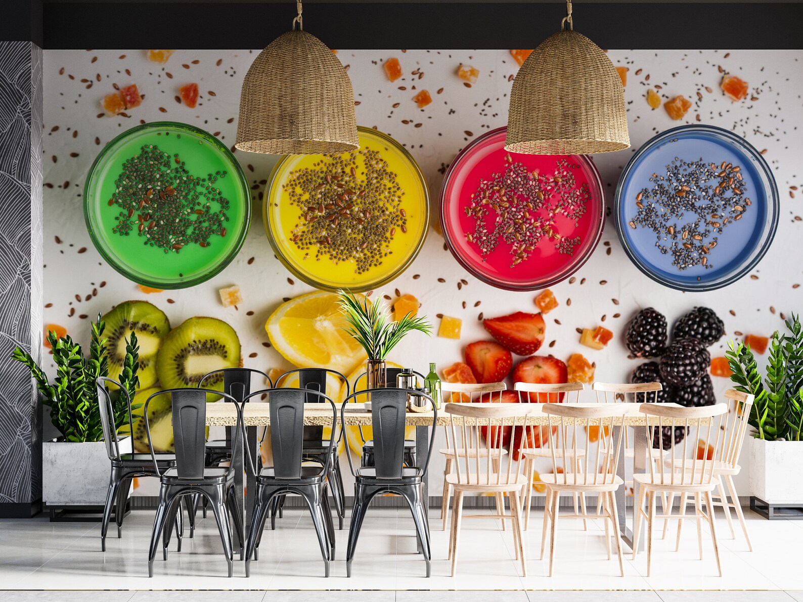 Fruit Drink Wall Mural/ Bar Wall Sticker/ Wall Mural Fruit Cocktail ...