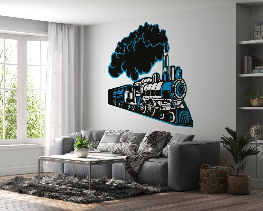 Train Wall Decal/ Locomotive Decal/ Train Wall Sticker/ Kids Wall Decal ...