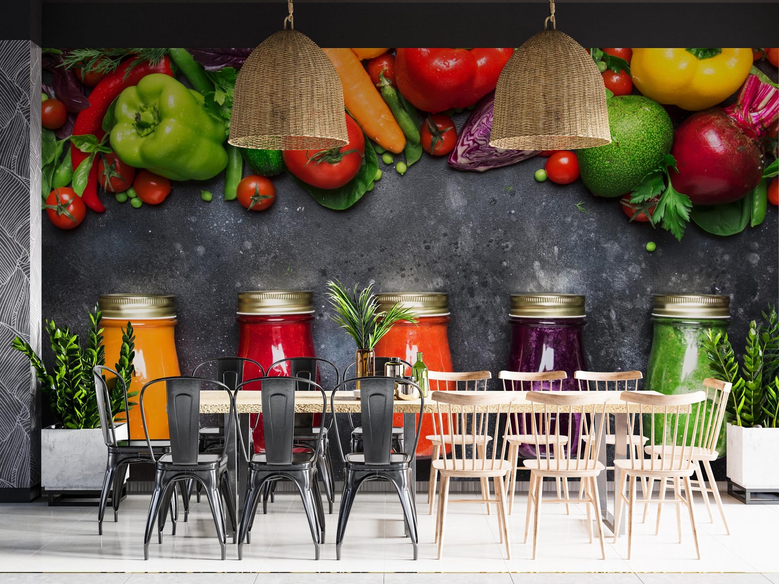 Vegetable Drink Wall Mural/ Bar Wall Sticker/ Wall Mural Fruit Cocktail ...