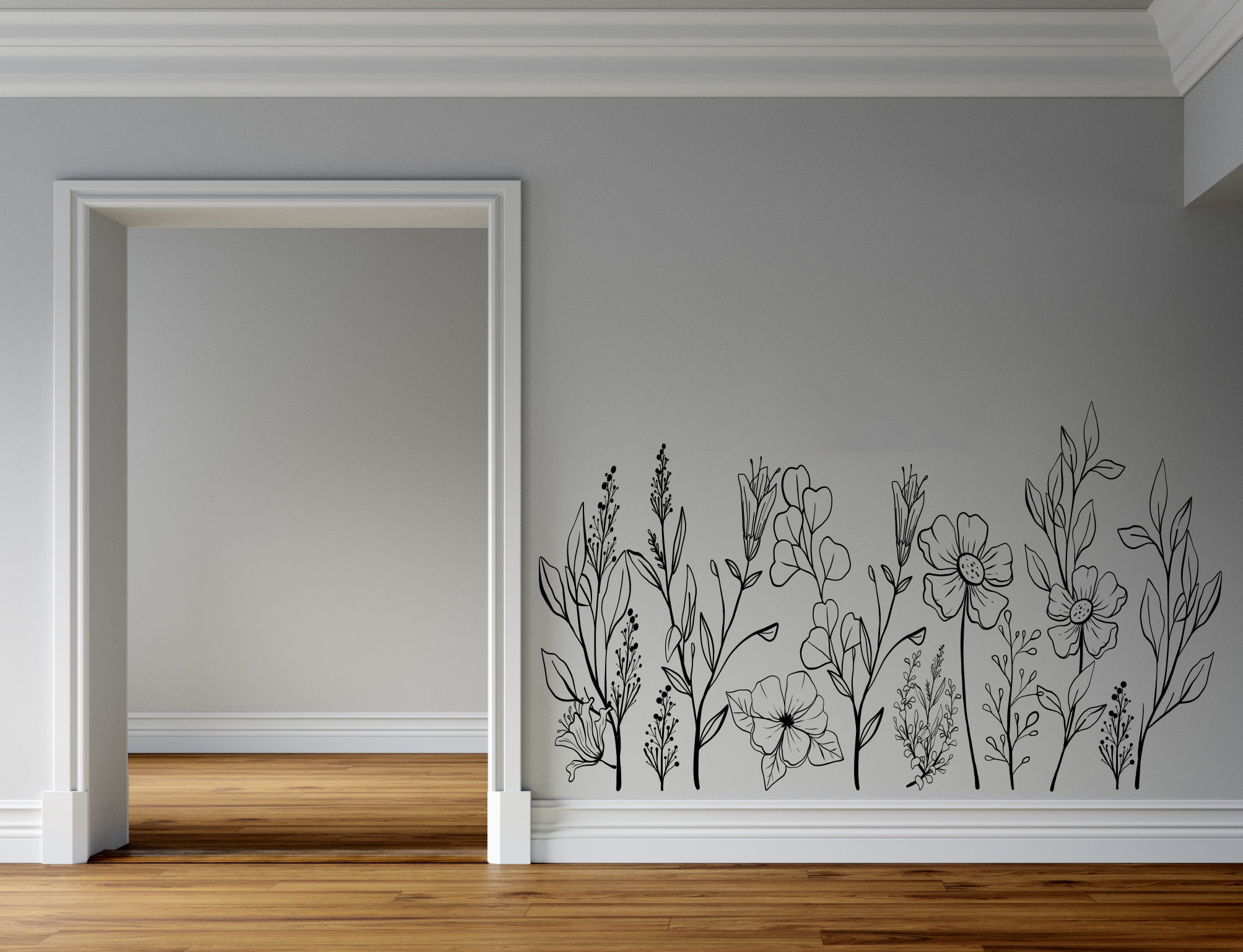 Flowers Wall Decal/ Flowers Wall Decal/ Flower Decals Wall - Etsy