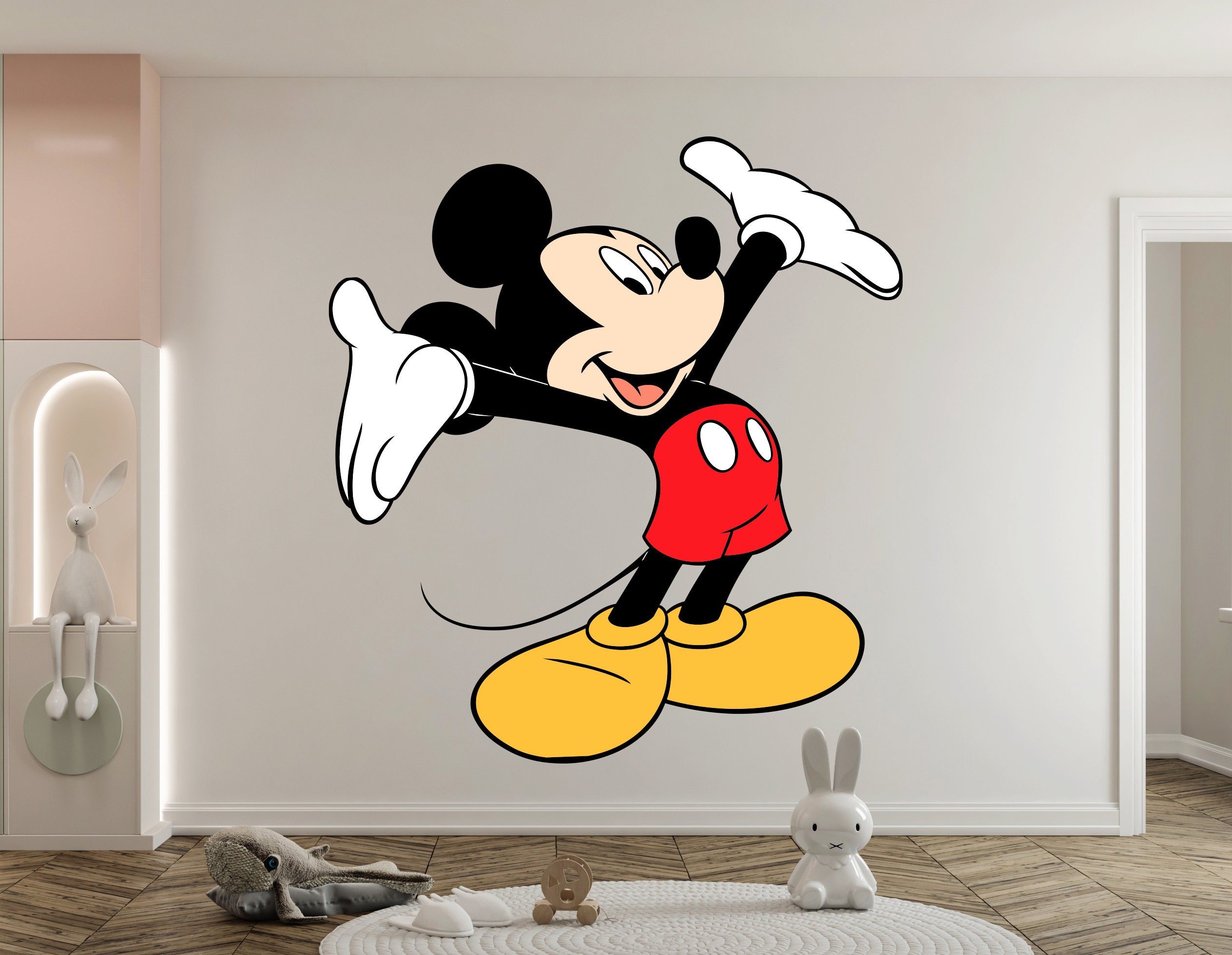 Mickey Mouse Wall Decal Cartoon Wall Decor for Kids Nursery | Etsy