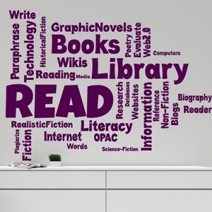 Library Wall Decal/ Classroom Wall Decal/ Reading Wall Decal/ Library ...