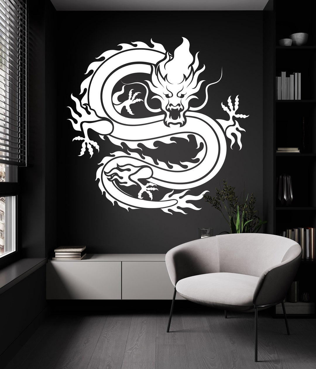 Dragon Wall Decal/ Fantasy Wall Decal/ Chinese Dragon Wall Decal ...