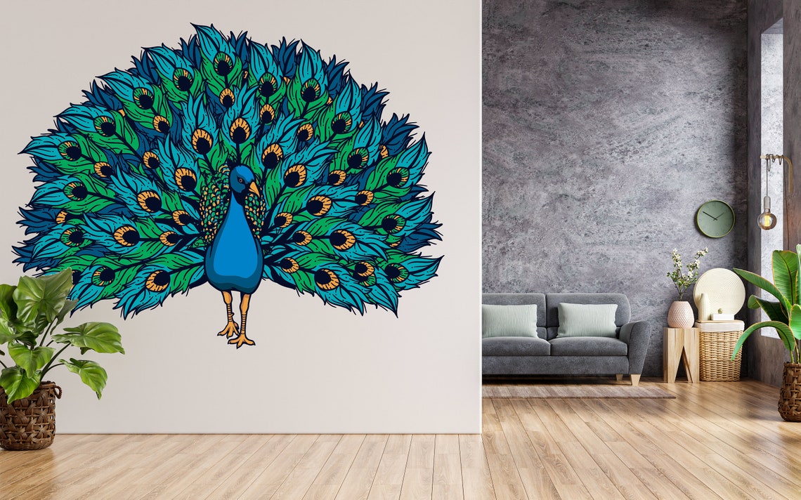 Peacock Wall Decal / Peacock Wall Sticker/ Bird Wall Decor/ | Etsy