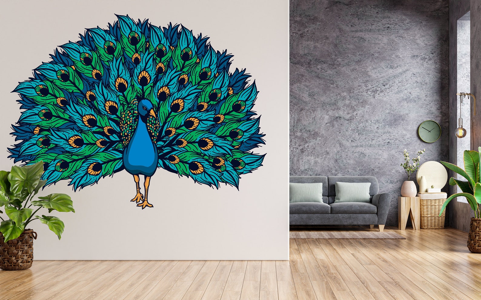Peacock Wall Decal / Peacock Wall Sticker/ Bird Wall Decor/ - Etsy