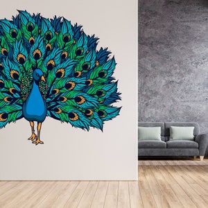 Peacock Wall Decal / Peacock Wall Sticker/ Bird Wall Decor/ | Etsy