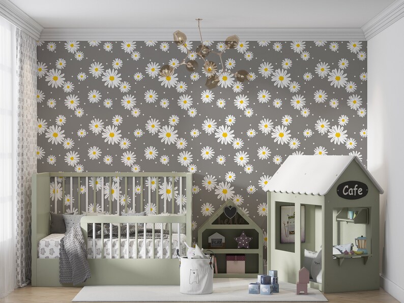 Floral Wallpaper/ Nursery Wallpaper/ Baby Floral Wallpaper/ - Etsy