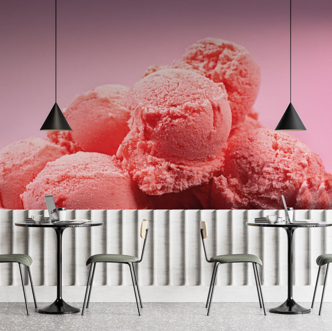 Ice Cream Wall Mural/ 3D Ice Cream Wallpaper/ Ice Cream Wall Art/ Café ...