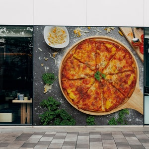 3D Pizza Wallpaper/ Pizza Wall Mural/ Café Wall Mural/ Dining Room Wall ...