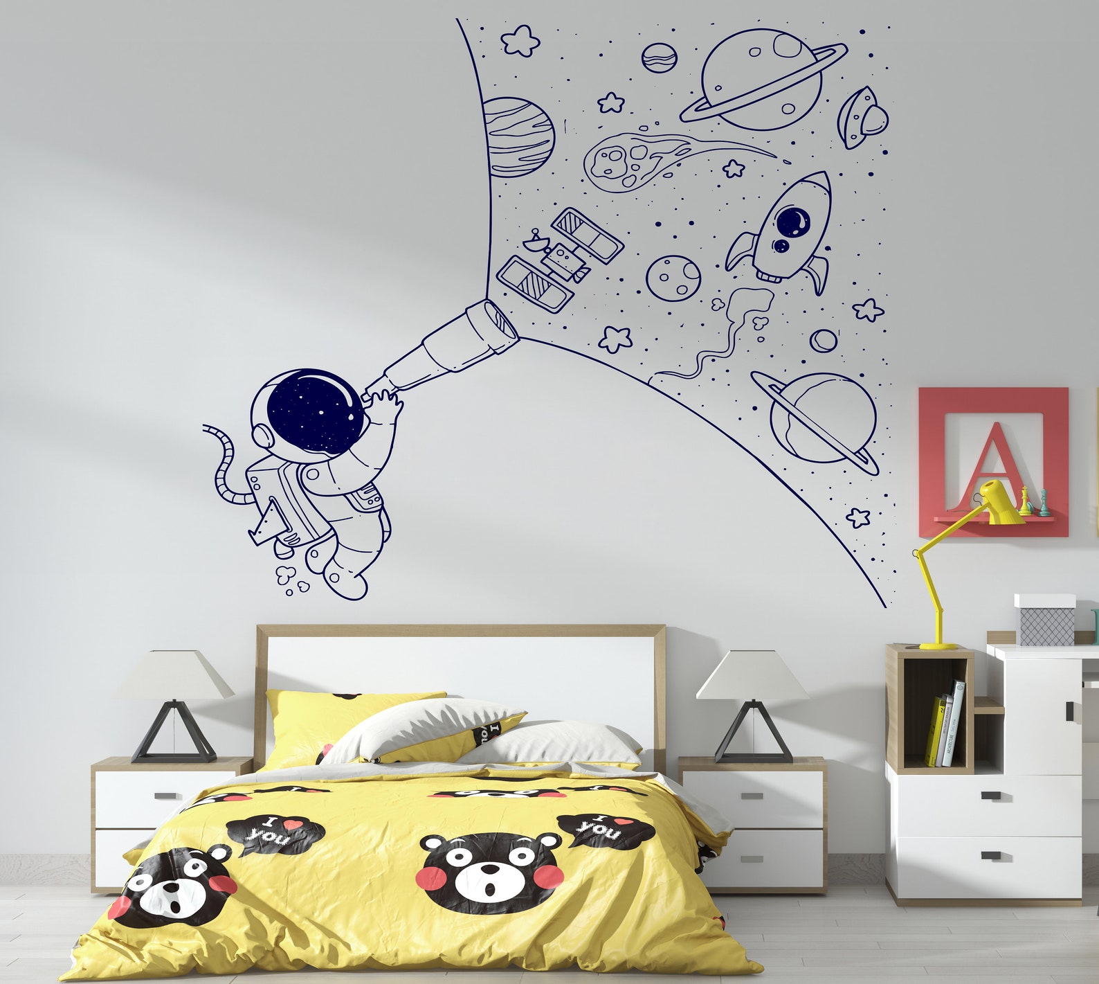 Astronaut Wall Decal Outer Space Wall Decor for Kids Bedroom - Etsy