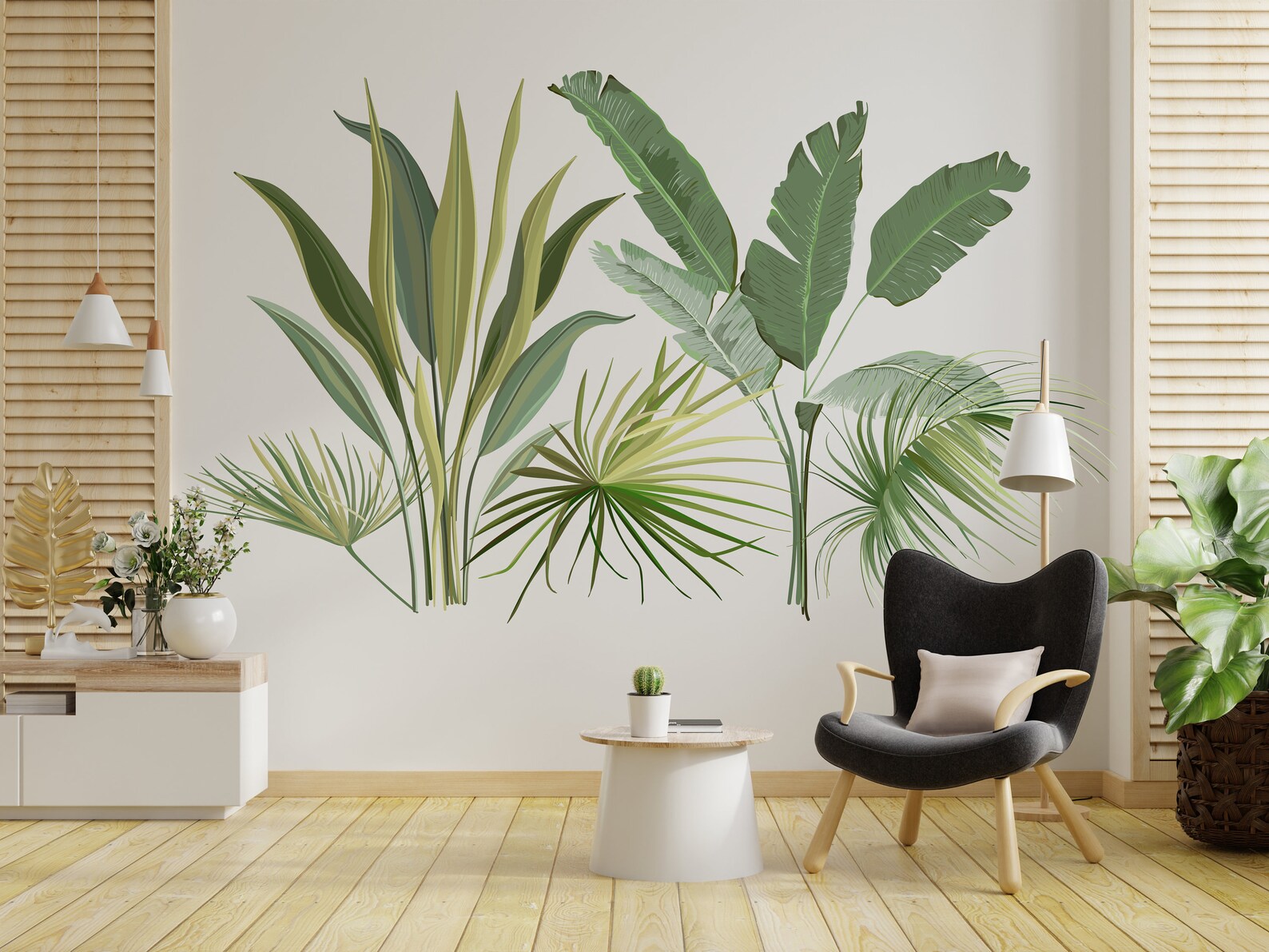 Tropical Wall Decal/ Monstera Wall Decal/ Tropical Leaves Wall - Etsy