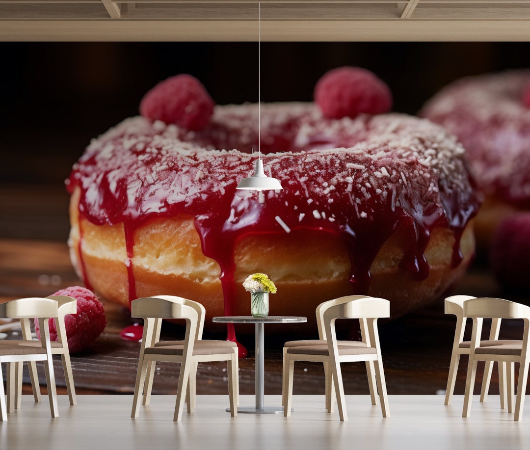 3D Donut Wall Mural/ 3D Donut Wallpaper/ Colorful Wall Mural/ Bakery ...