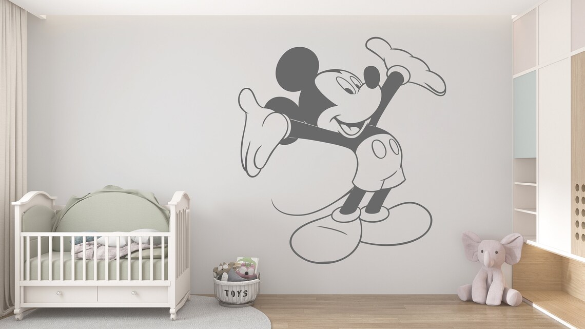 Mickey Mouse Wall Decal Cartoon Wall Decor for Kids Nursery | Etsy
