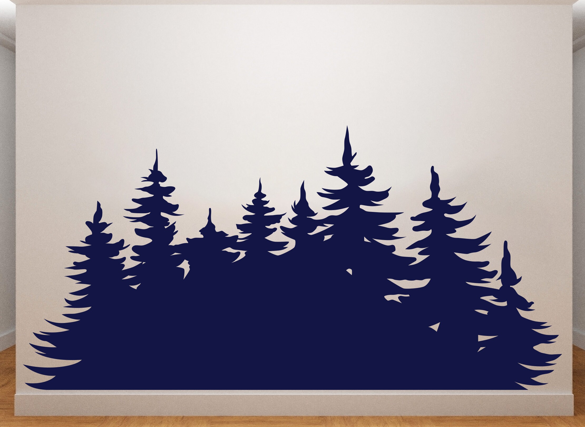 Pine Trees Wall Decal. Trees wall decal. Cristmas tree wall | Etsy