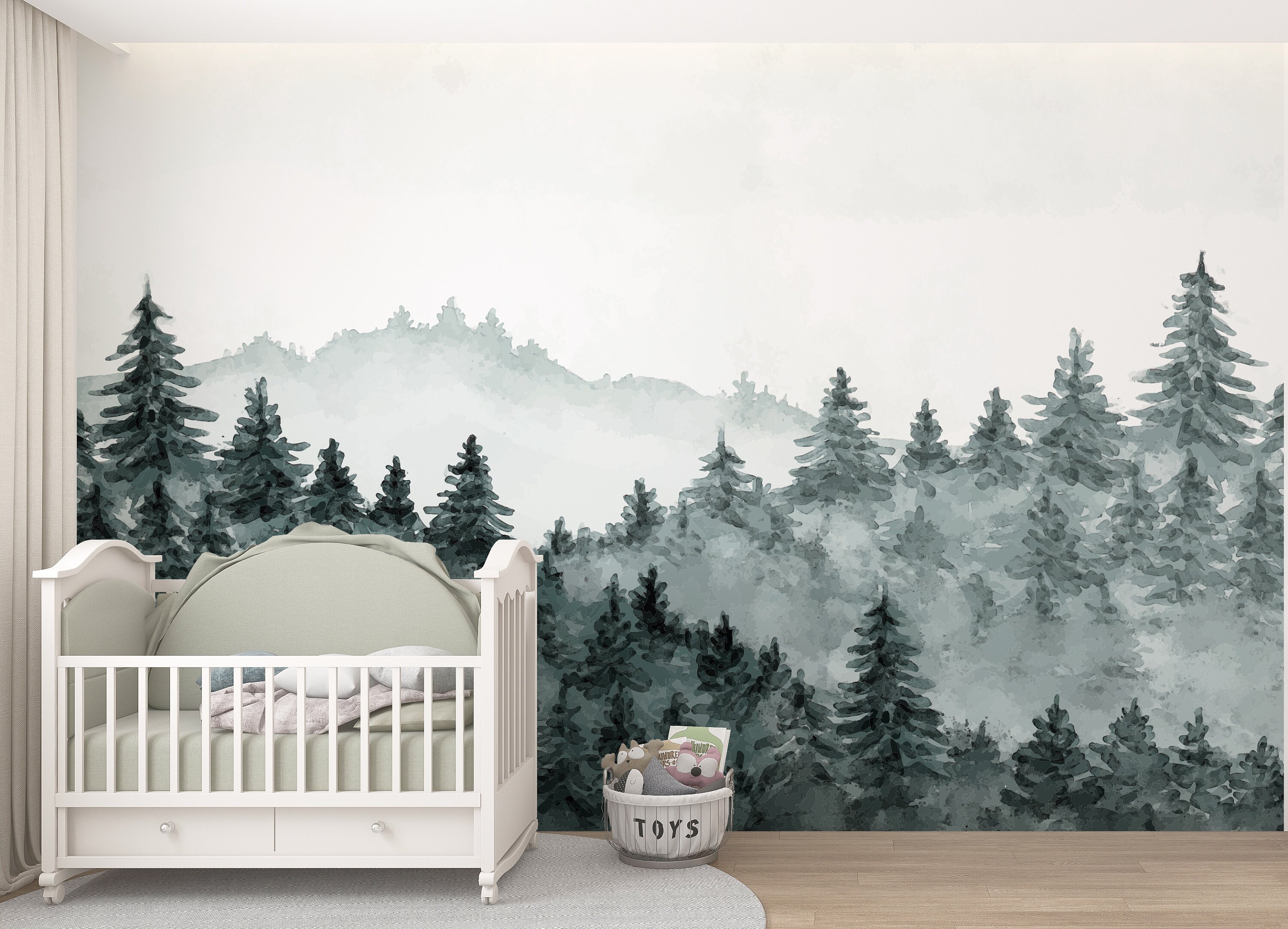 Forest Wall Mural/ Nature Wall Mural/ Spruce Forest Wall - Etsy