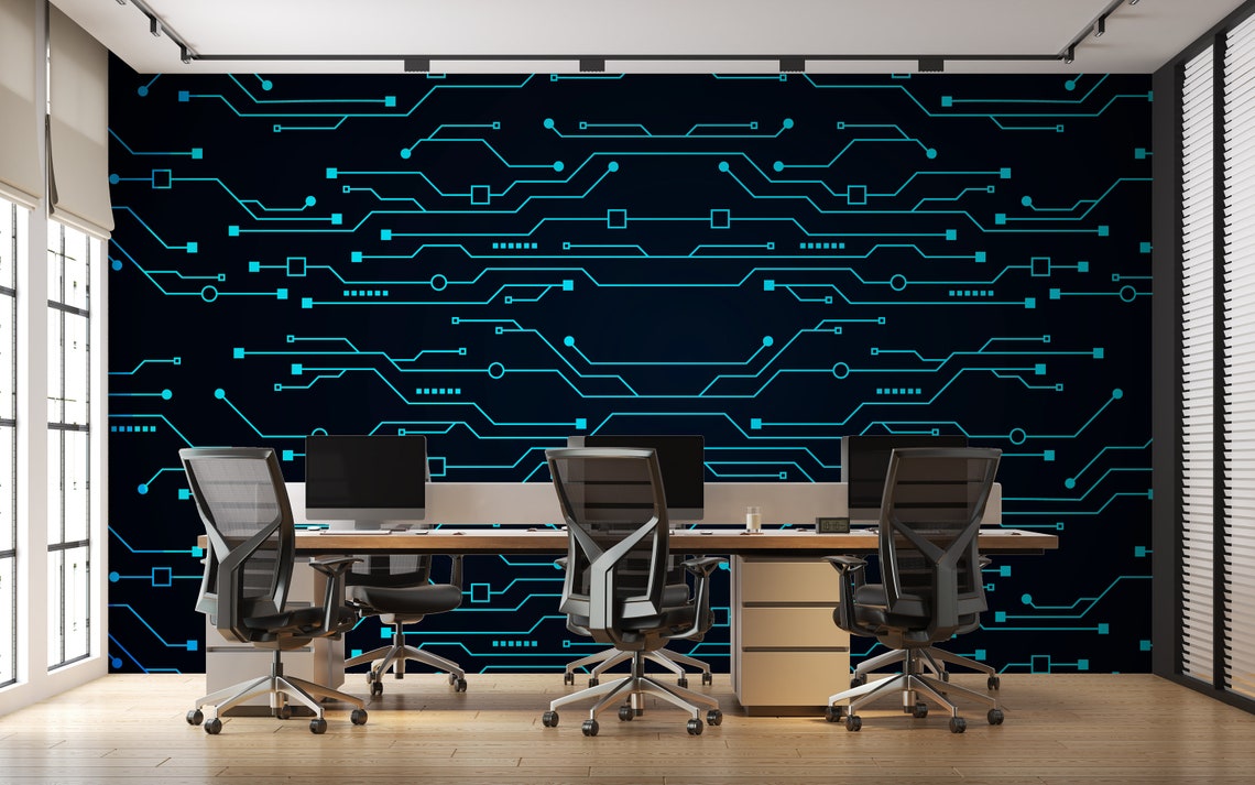 Circuit Board Office Wall Decal/ Gamer Room Decal/ Business Wall Mural ...