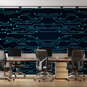 Circuit Board Office Wall Decal/ Gamer Room Decal/ Business Wall Mural ...