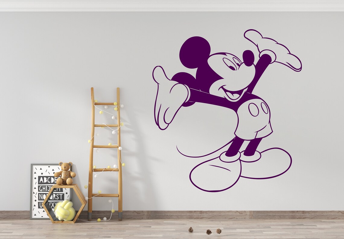 Mickey Mouse Wall Decal Cartoon Wall Decor for Kids Nursery | Etsy