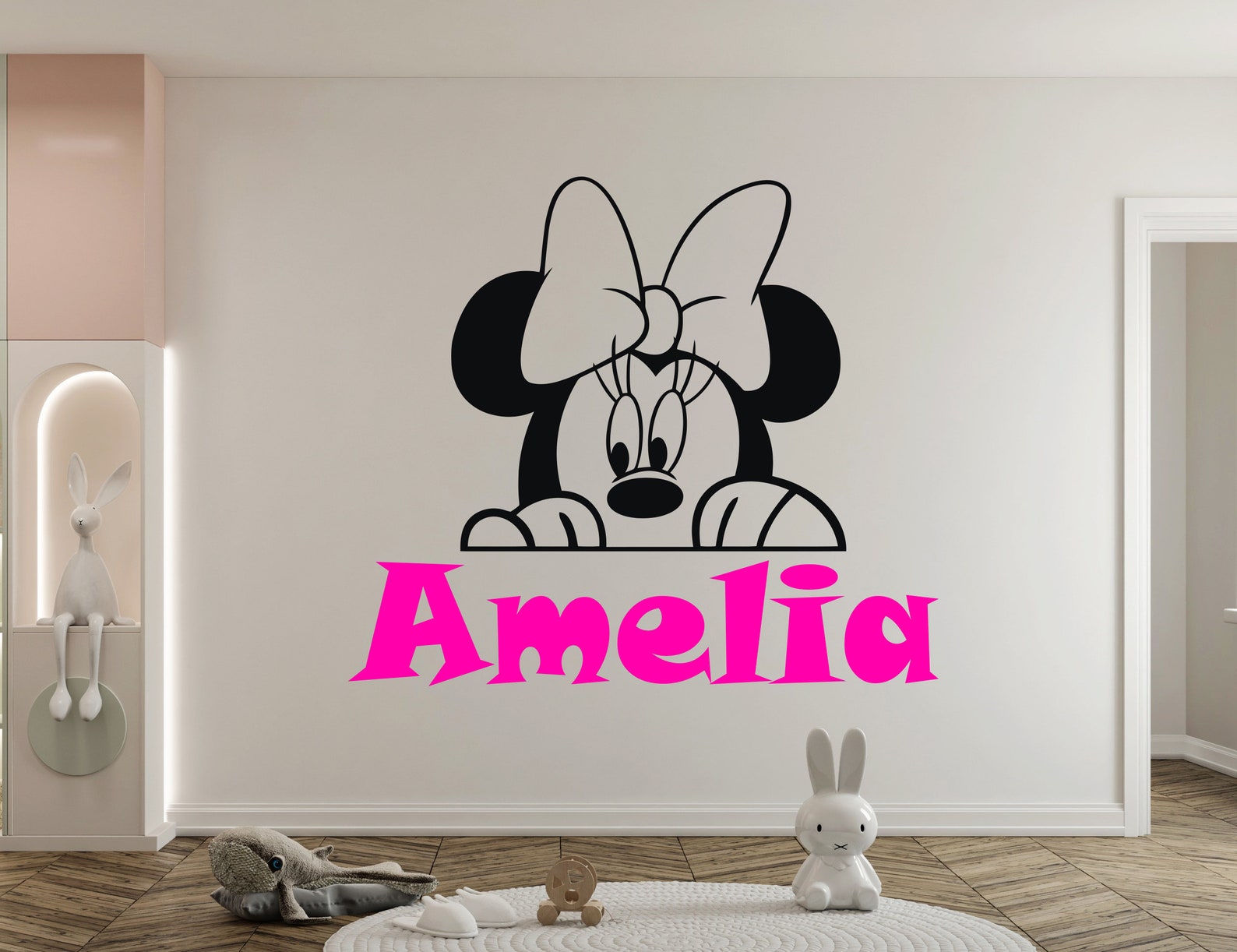 Minnie Mouse Wall Decal Cartoon Wall Decor for Kids Nursery - Etsy