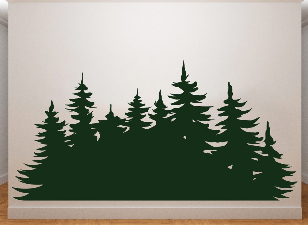 Pine Trees Wall Decal. Trees Wall Decal. Cristmas Tree Wall Sticker ...