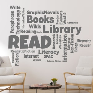 Library Wall Decal/ Classroom Wall Decal/ Reading Wall Decal/ Library ...