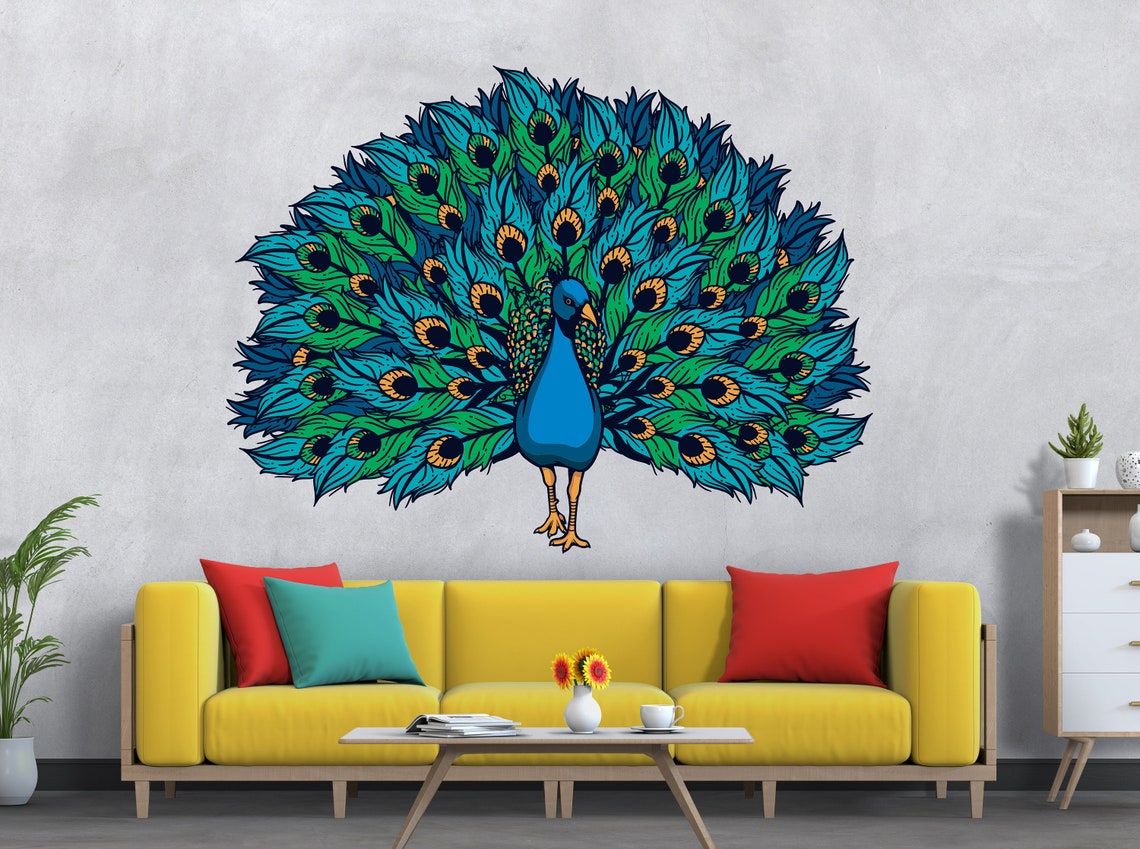 Peacock Wall Decal / Peacock Wall Sticker/ Bird Wall Decor/ | Etsy