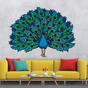 Peacock Wall Decal / Peacock Wall Sticker/ Bird Wall Decor/ | Etsy