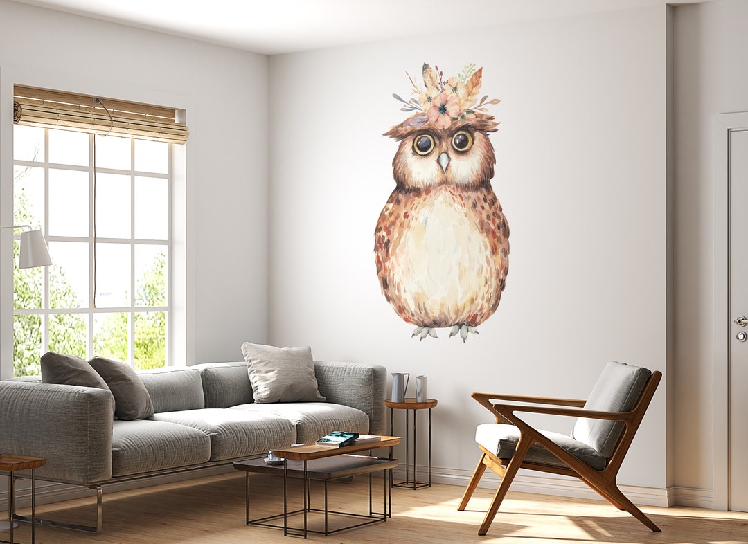 Owl Wall Decal/ Big Owl Wall Decal/ Bird Wall Decal/ Nature Wall Decal ...