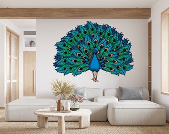Peacock Wall Decal / Peacock Wall Sticker/ Bird Wall Decor/ - Etsy