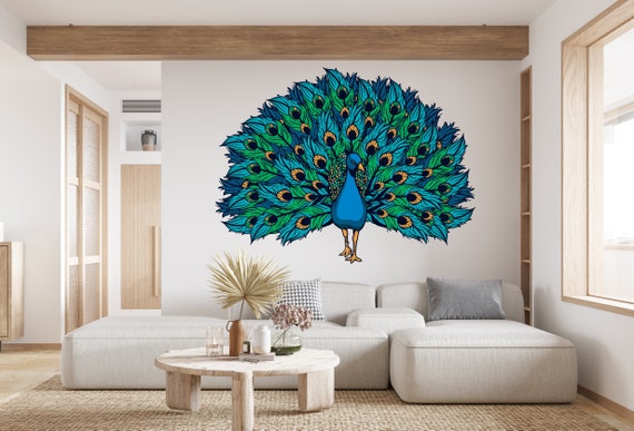 Peacock Wall Decal / Peacock Wall Sticker/ Bird Wall Decor/ | Etsy