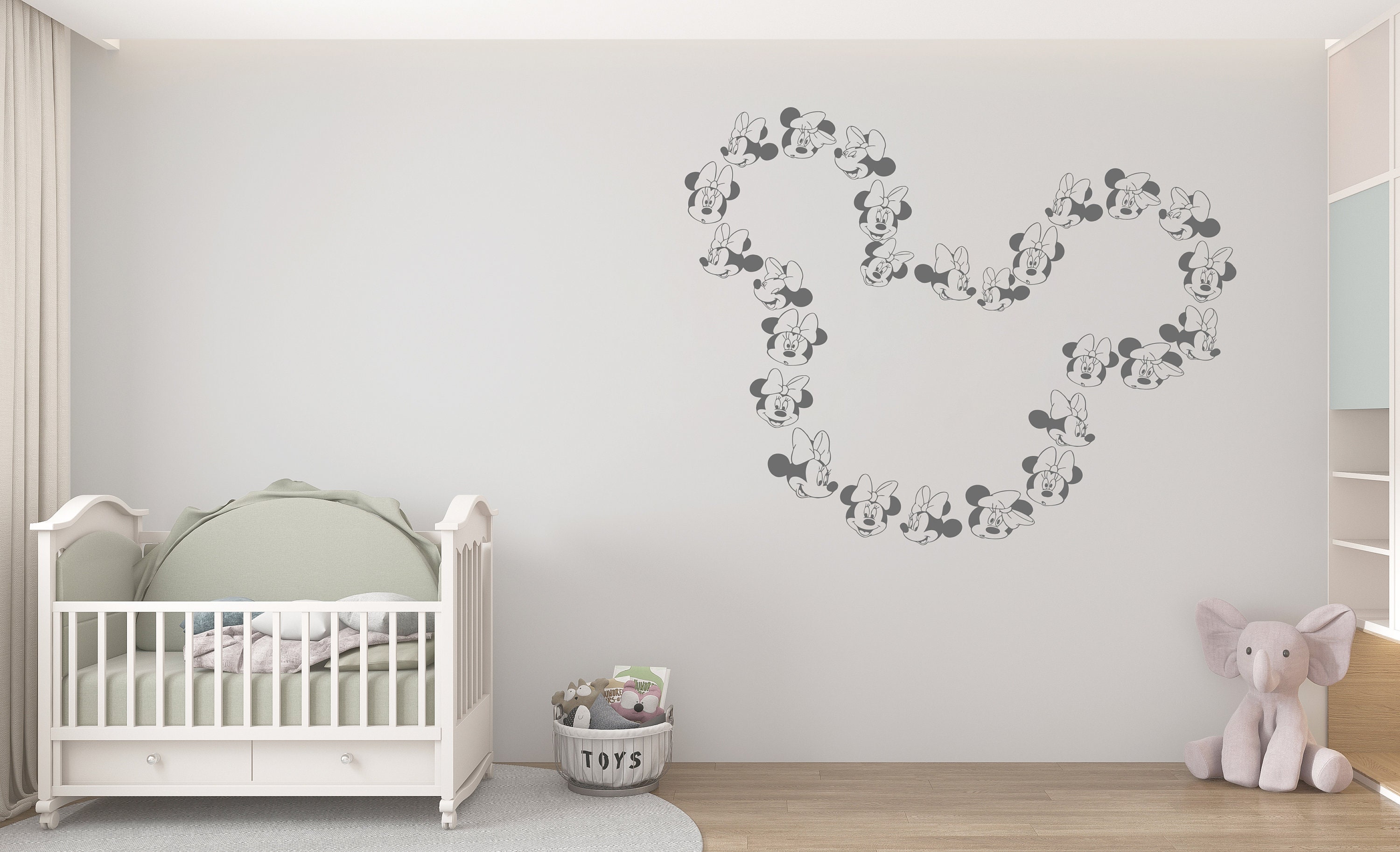 Minnie Mouse Wall Decal Cartoon Wall Decor for Kids Nursery - Etsy