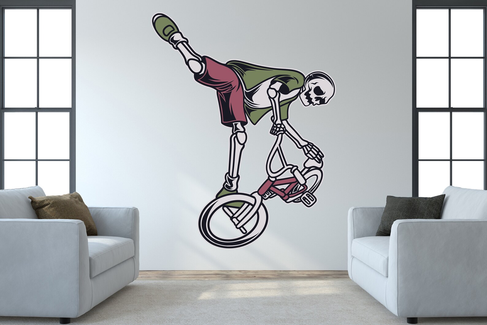 BMX Wall Decal/skeleton Wall Decal/ Mountain Bike Wall Decal/ - Etsy