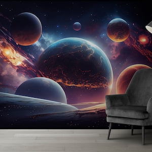Space Wall Mural/ Deep Space Wall Mural/ Galaxy Wallpaper/ Sky Wall ...