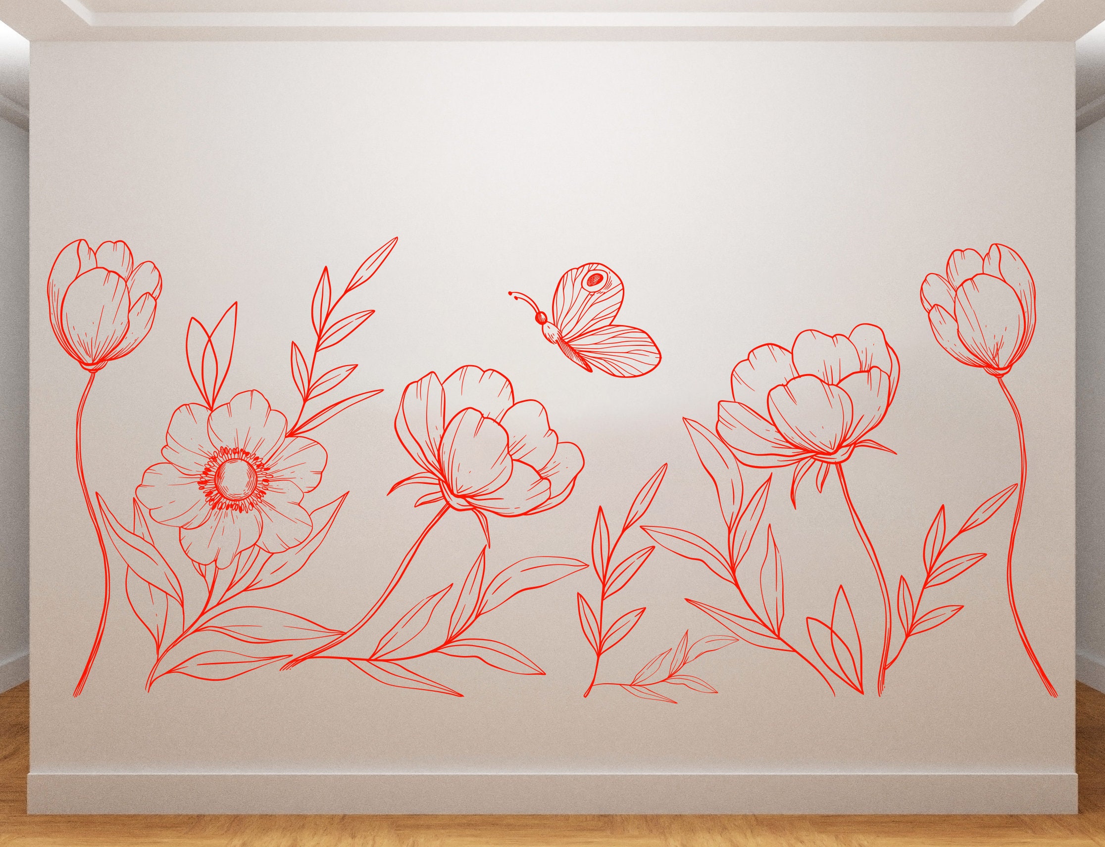 Flowers Wall Decal/ Flowers Wall Decal/ Flower Decals Wall - Etsy
