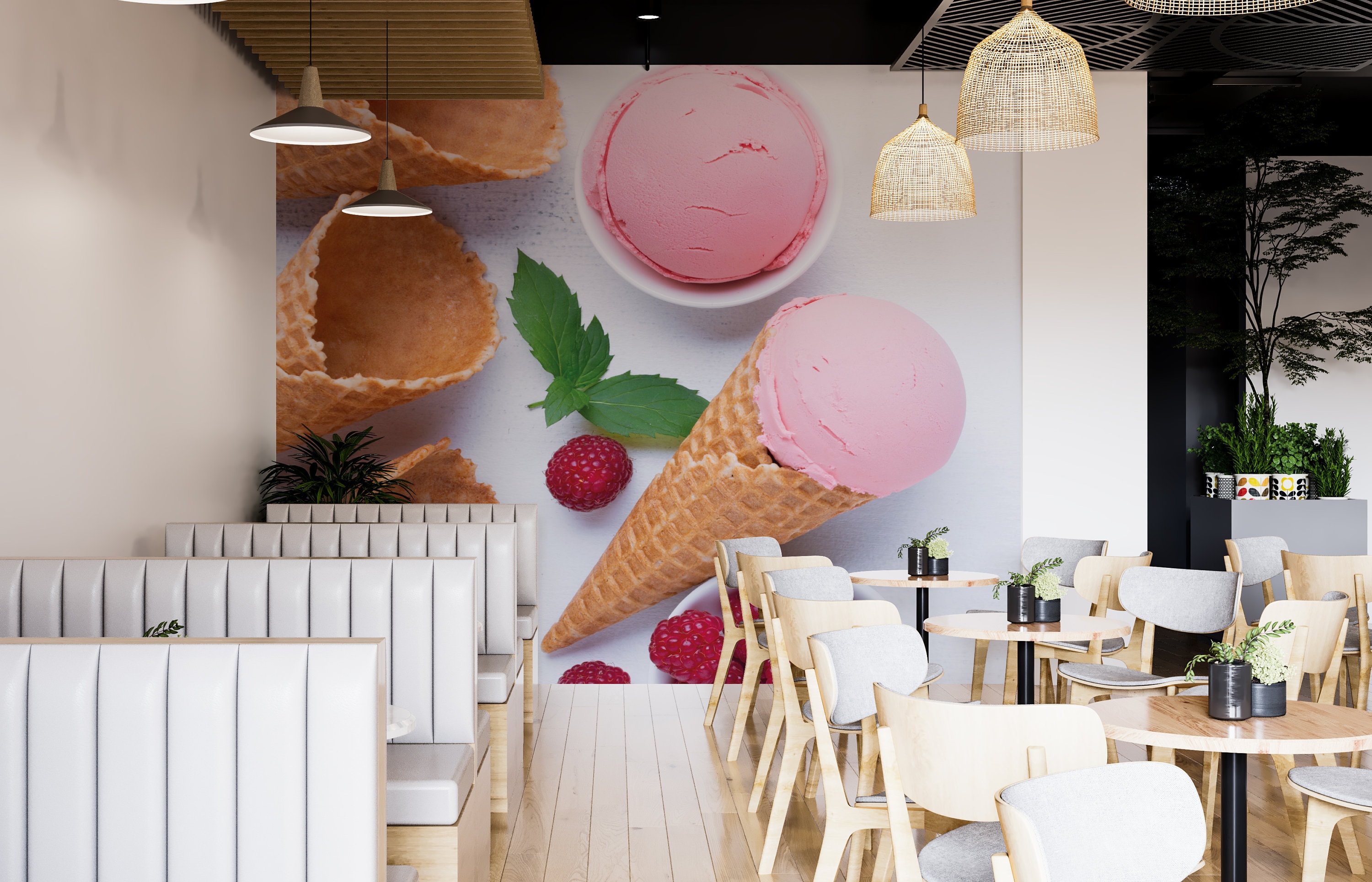 Ice Cream Wall Mural/ 3D Ice Cream Wallpaper/ Ice Cream Wall Art/ Café ...