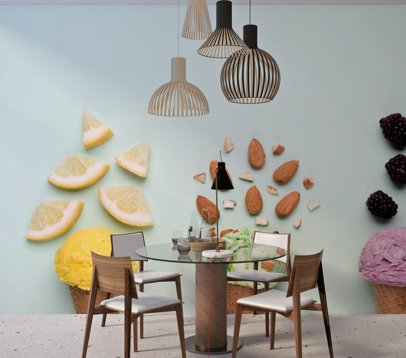 Ice Cream Wall Mural/ 3D Ice Cream Wallpaper/ Ice Cream Wall Art/ Café ...