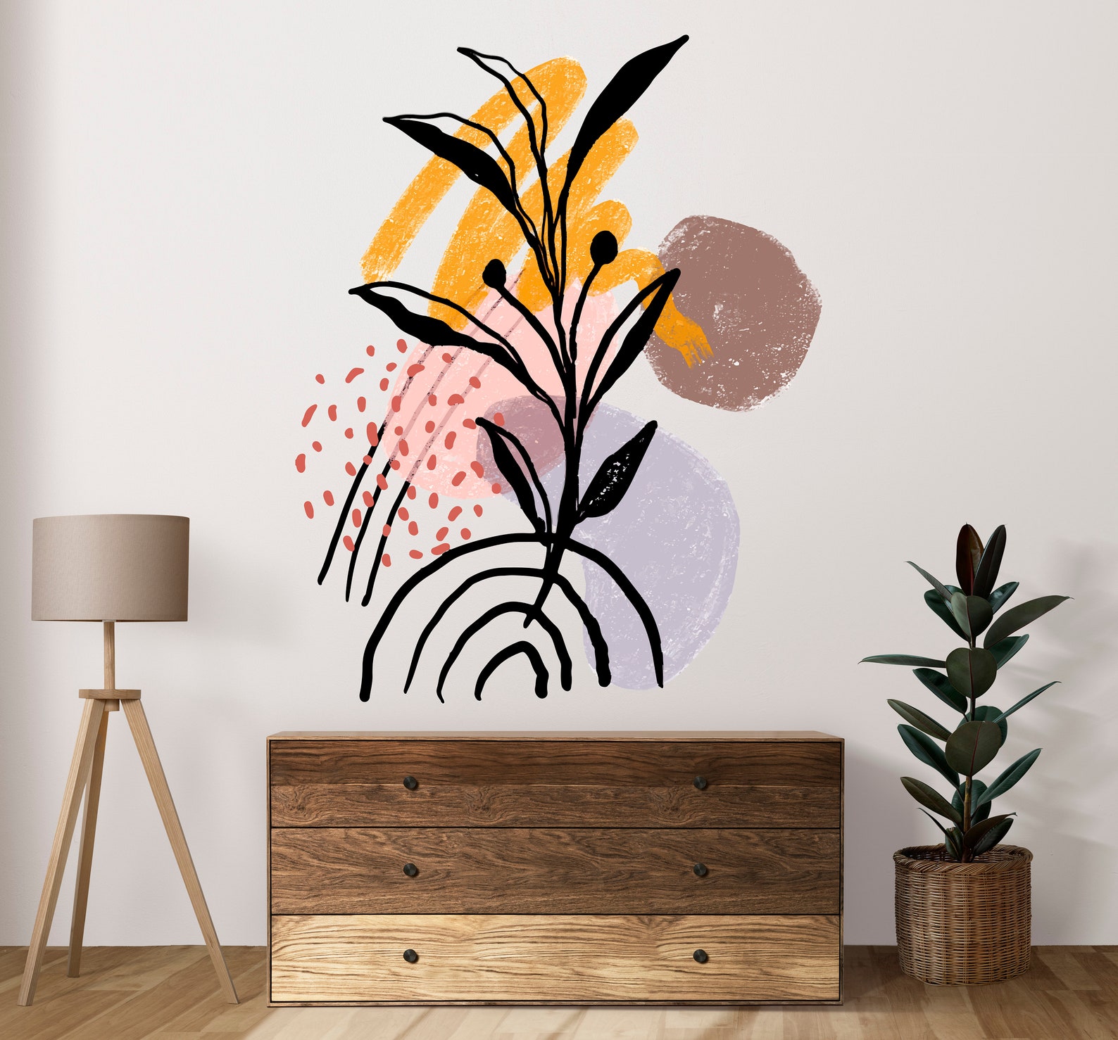 Boho Wall Decal/ Abstract Modern Wall Art/ Geometric Wall - Etsy