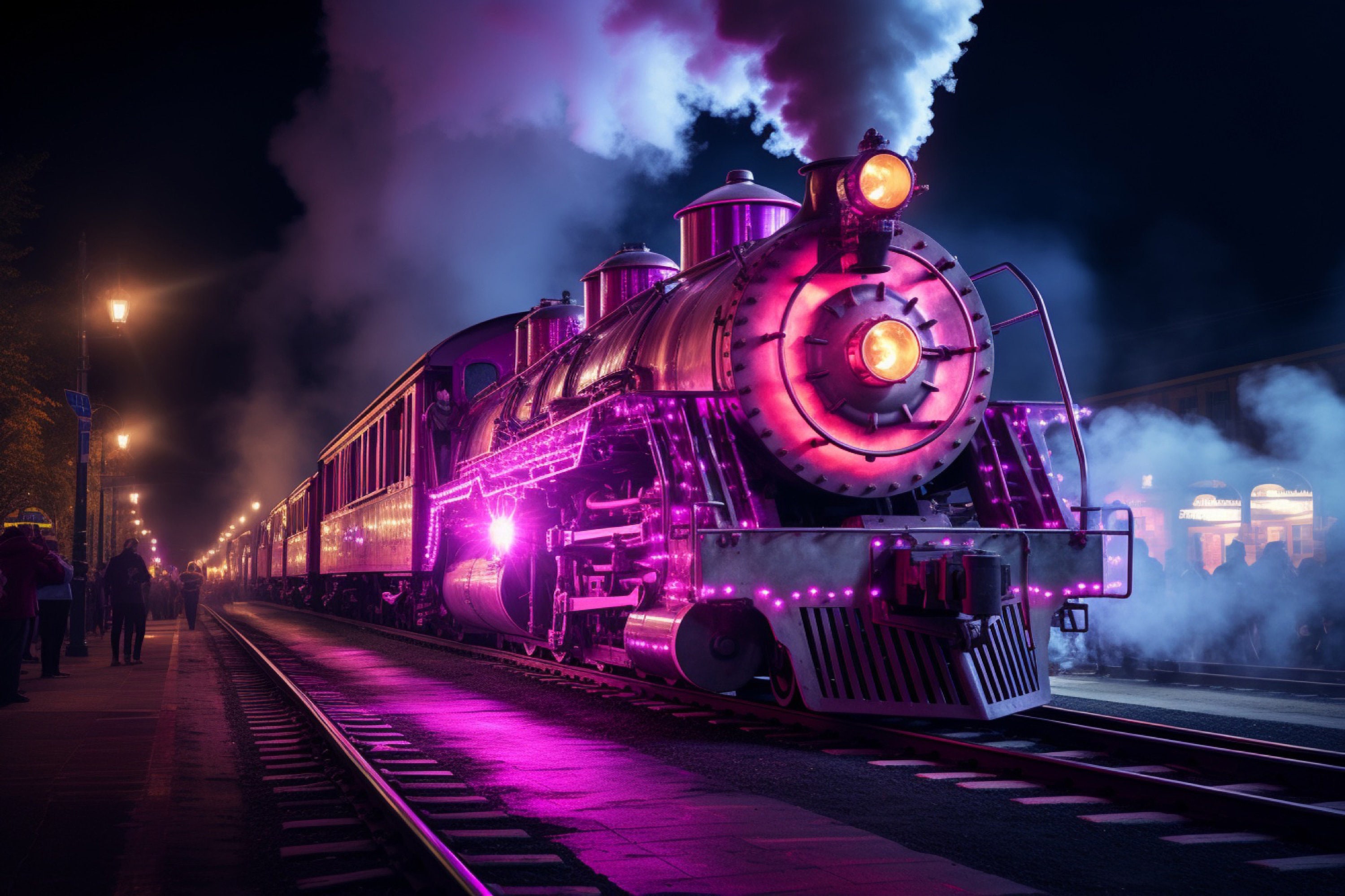 Locomotive Wallpaper/ Steam Train Wall Print/ 3D Wall Mural/ Old Steam ...