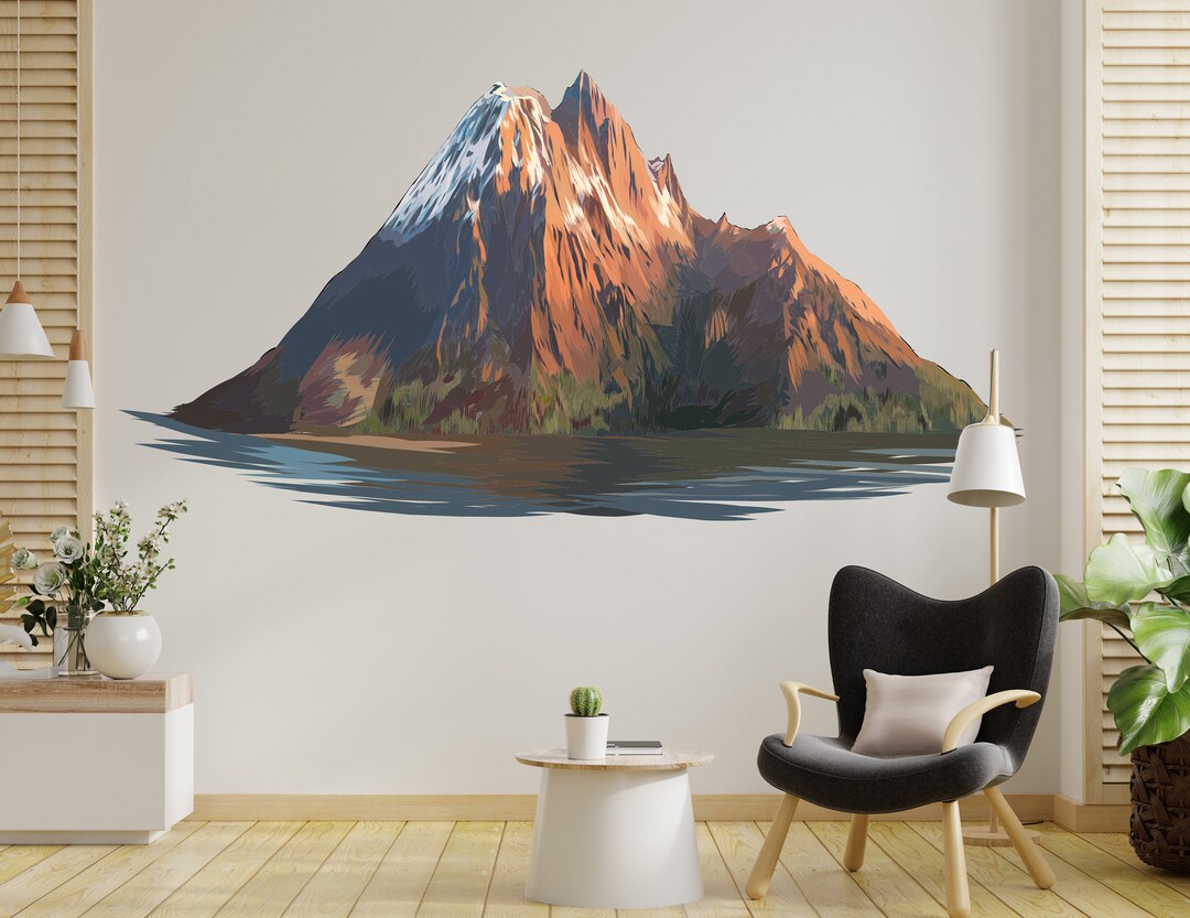 Mountains Wall Decal/mountain Wall Sticker/ Pine Trees Mountains Wall ...