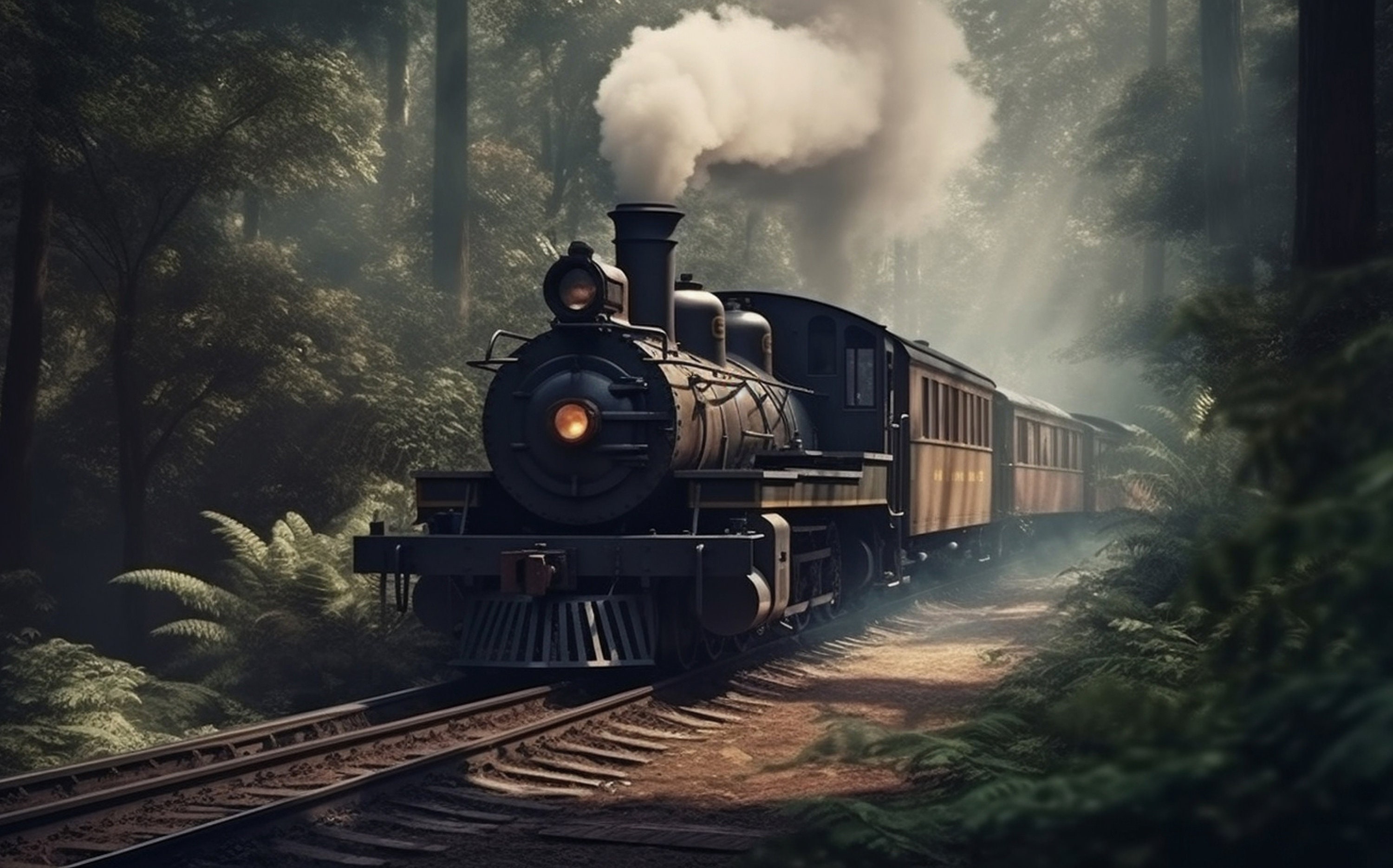 Locomotive Wallpaper/ Steam Train Wall Print/ 3D Wall Mural/ Old Steam ...