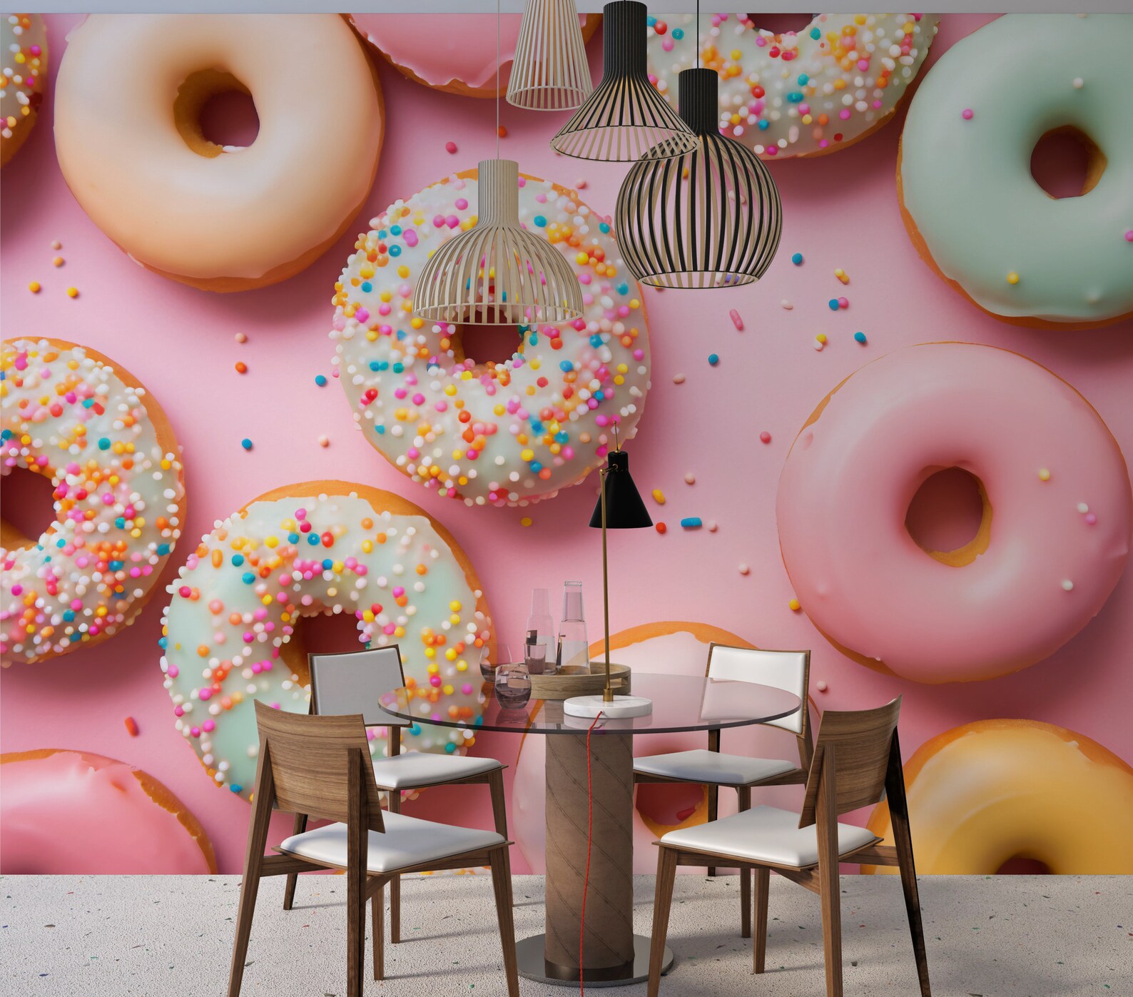 3D Donut Wall Mural/ 3D Donut Wallpaper/ Colorful Wall Mural/ Bakery ...