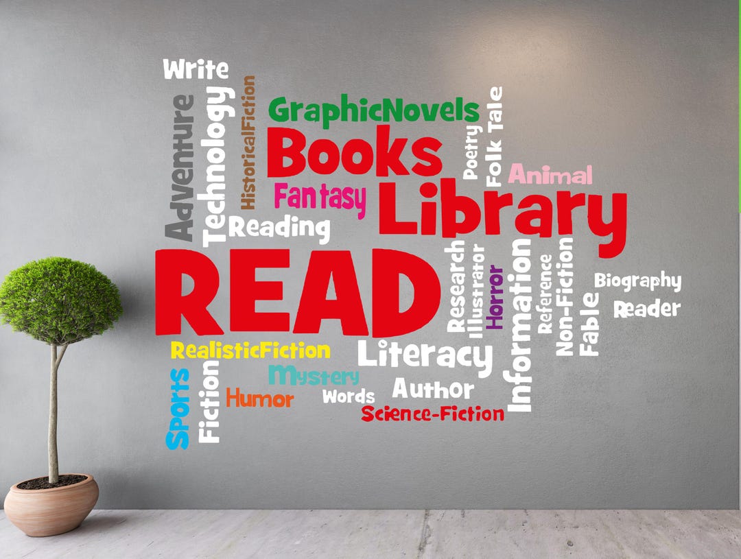 Library Wall Decal/ Classroom Wall Decal/ Reading Wall Decal/ Library ...